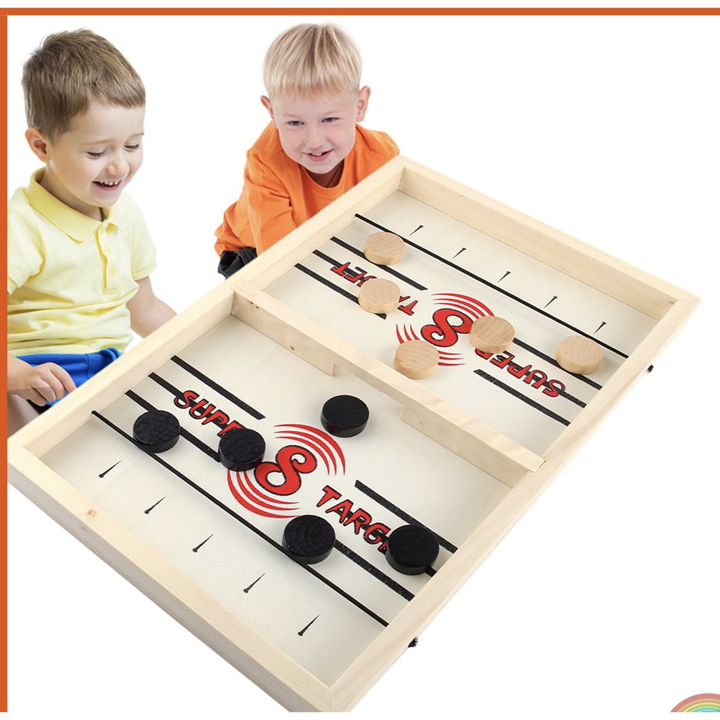 Wooden Pucket Game Fast Sling Puck Desktop Battle Smooth Board Ice ...