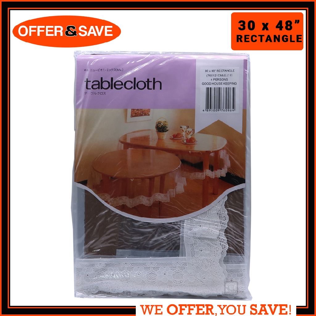 Rectangular Transparent Dining/ Coffee Table Cloth Cover With Lace ...