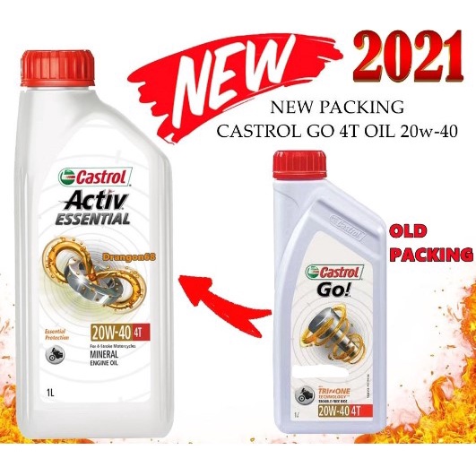 CASTROL ACTIV/ ESSENTIAL New Botol Engine Oil 4T 20W40 1 Litre [ BOTOL ...