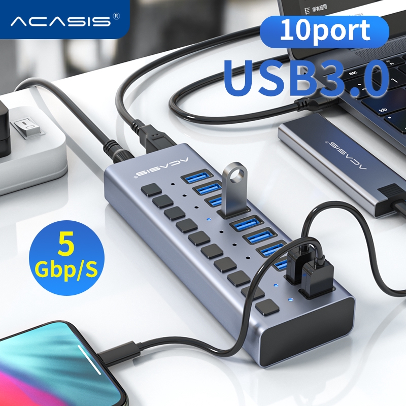 ACASIS 10 Port USB 3.0 HUB Support BC1.2 Charging with 12V Power ...