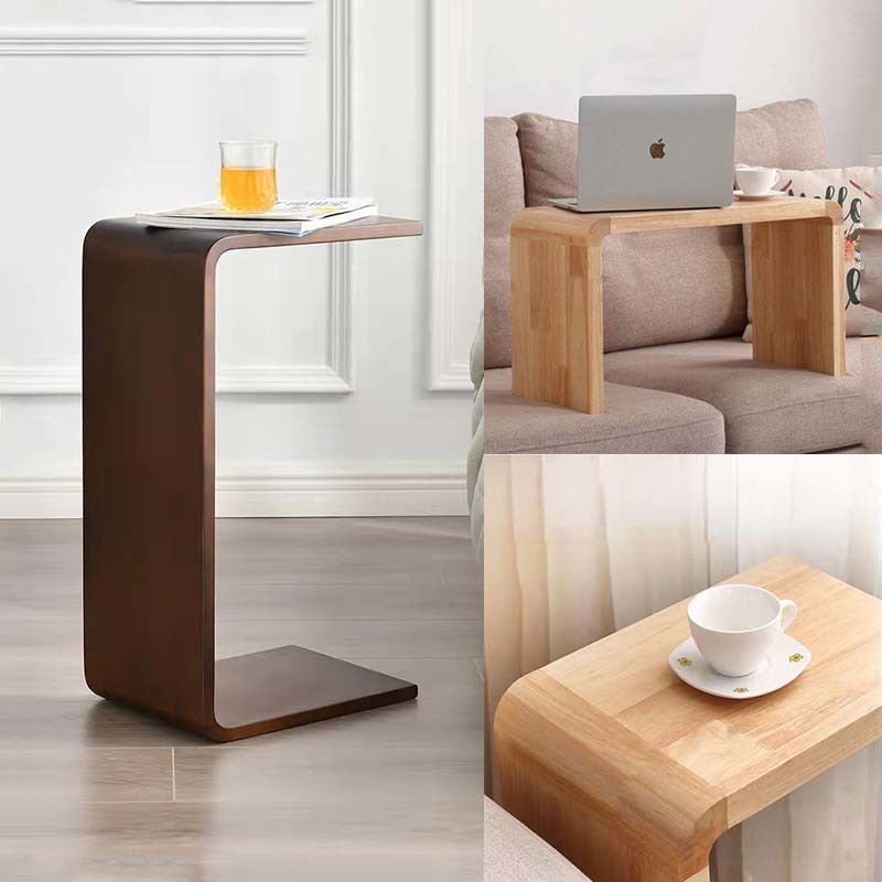YOULITE Side Table Solid Wood U-shaped Bedside Table C-shaped Storage ...