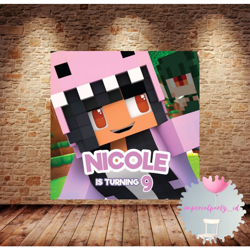 Custom Happy Birthday Backdrop Banner Minecraft Pink Girl Banner ...