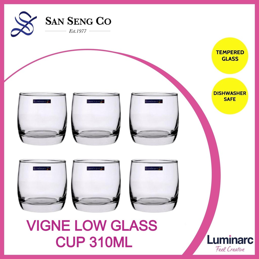 San Seng Luminarc Vigne Low Glass Cup 310ml (Set of 6) Whiskey, Juice ...