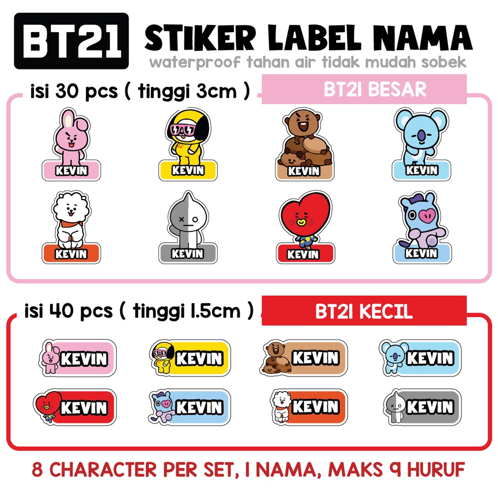 Children's Name Label Sticker Picture bt21 Stationery ATK Avengers ...