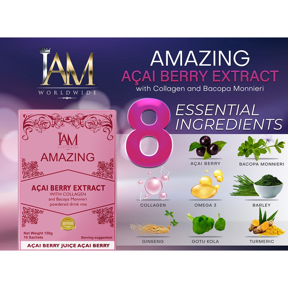 Amazing Acai Berry Extract with Collagen and Bacopa Monnieri powdered ...