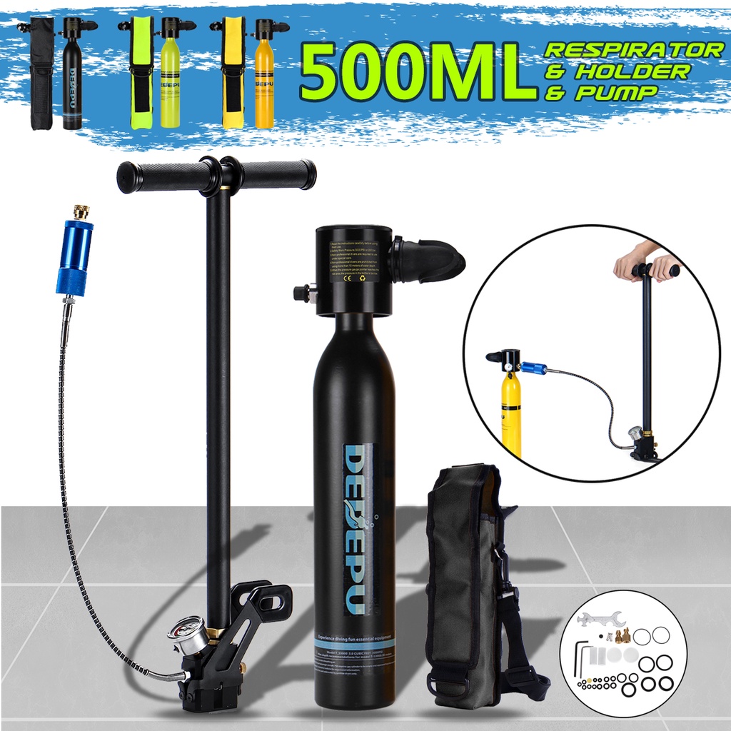 500ML Portable Diving Reserve Air Tank Set Scuba Hand Pump Oxygen ...