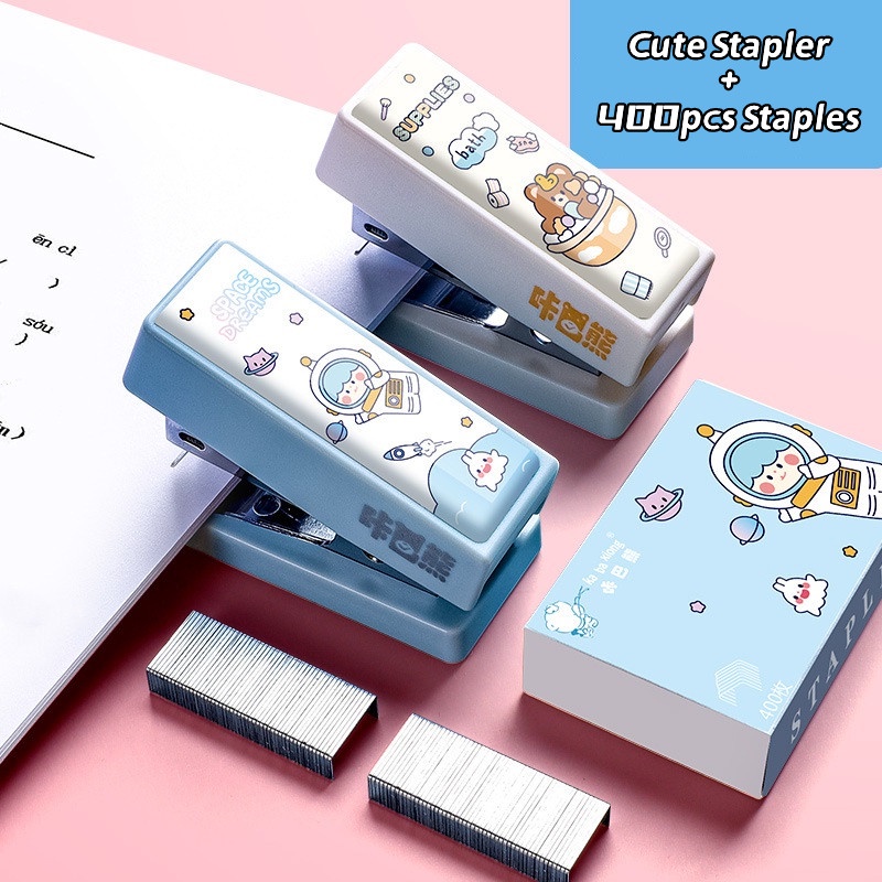PenLab Cute Cartoon Stapler Set with 400pcs 24/6 Staples Mini Bear ...