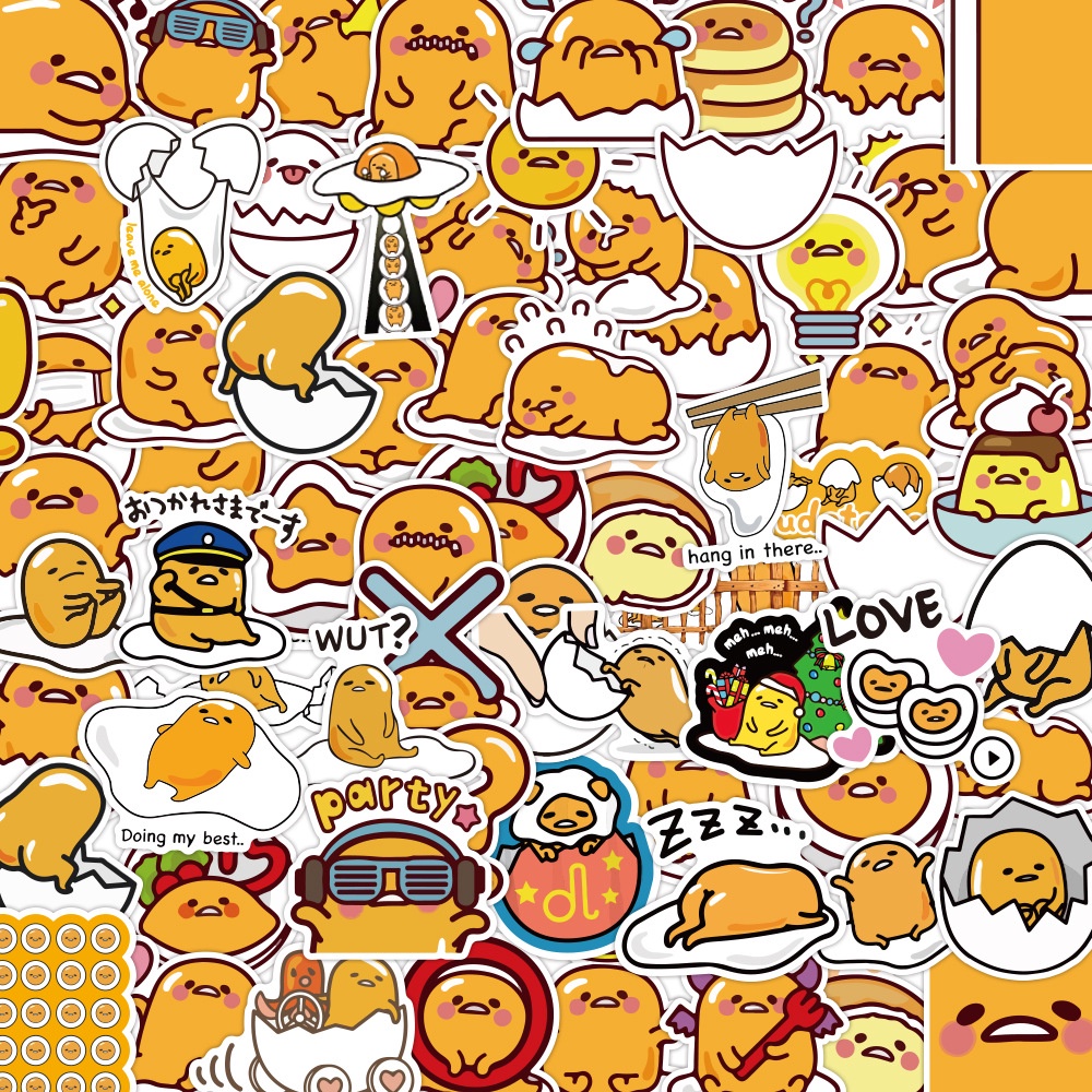 60pcs Gudetama Lazy Egg Cute Cartoon Waterproof PVC Stickers | Shopee ...