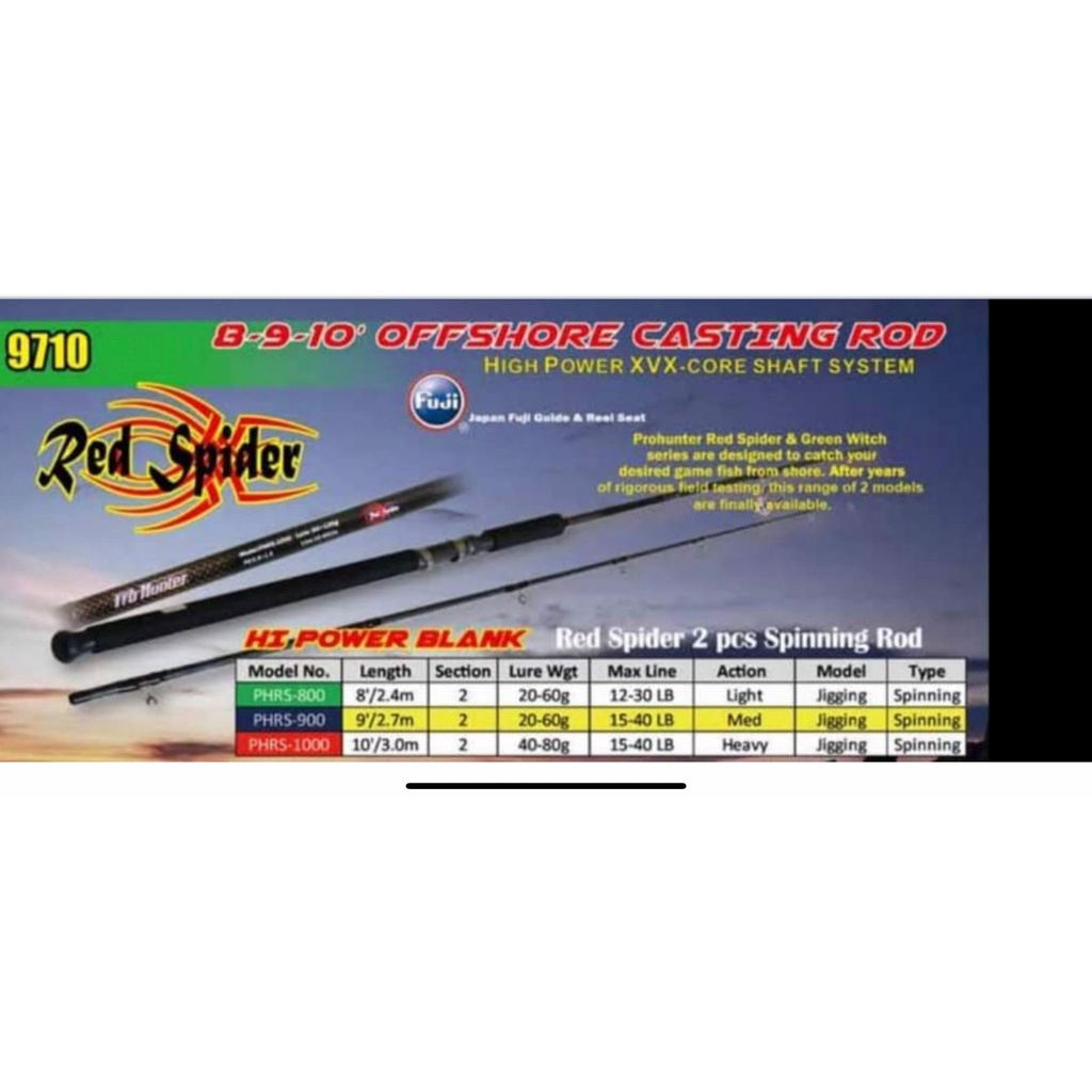 Prohunter Red Spider Shore Jigging Spinning Rods 8 feet and 10 feet ...