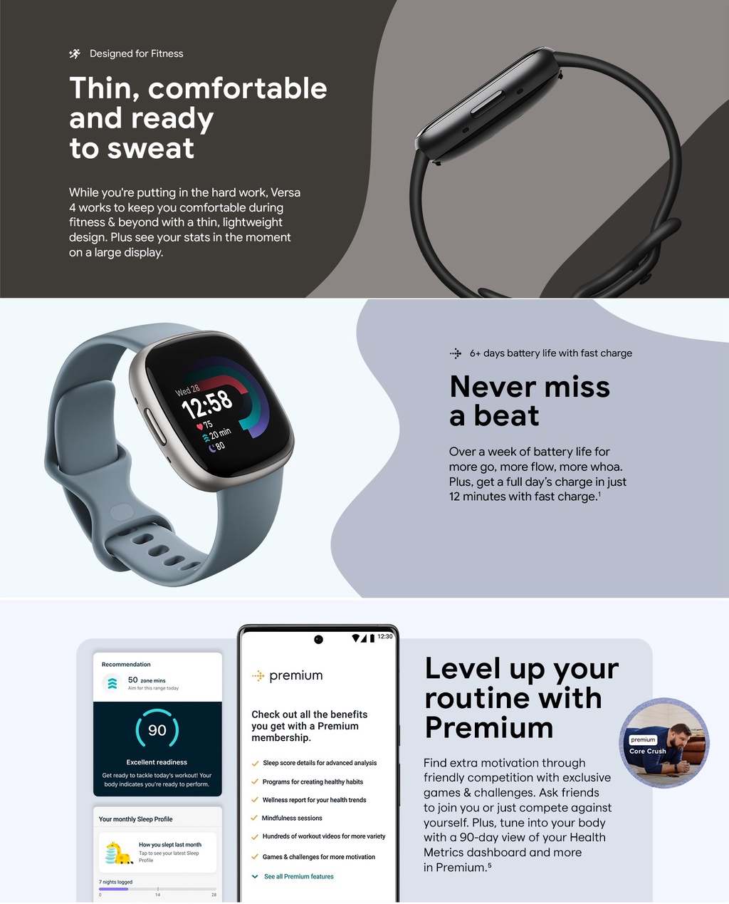 Fitbit Versa 4 - Health and Fitness Smartwatch - Daily Readiness, GPS ...