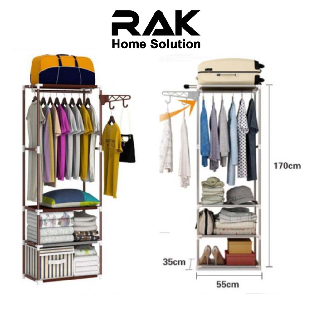 Shelf Korean Cloth Organizer Rack Clothes Rack / Wardrobe | Shopee ...