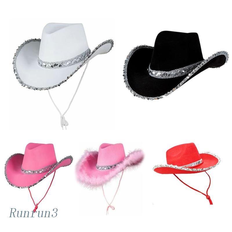 RUNNY Sequin Cowboy Hat Performance Hat Cowboy Cosplay Cowgirl Party ...