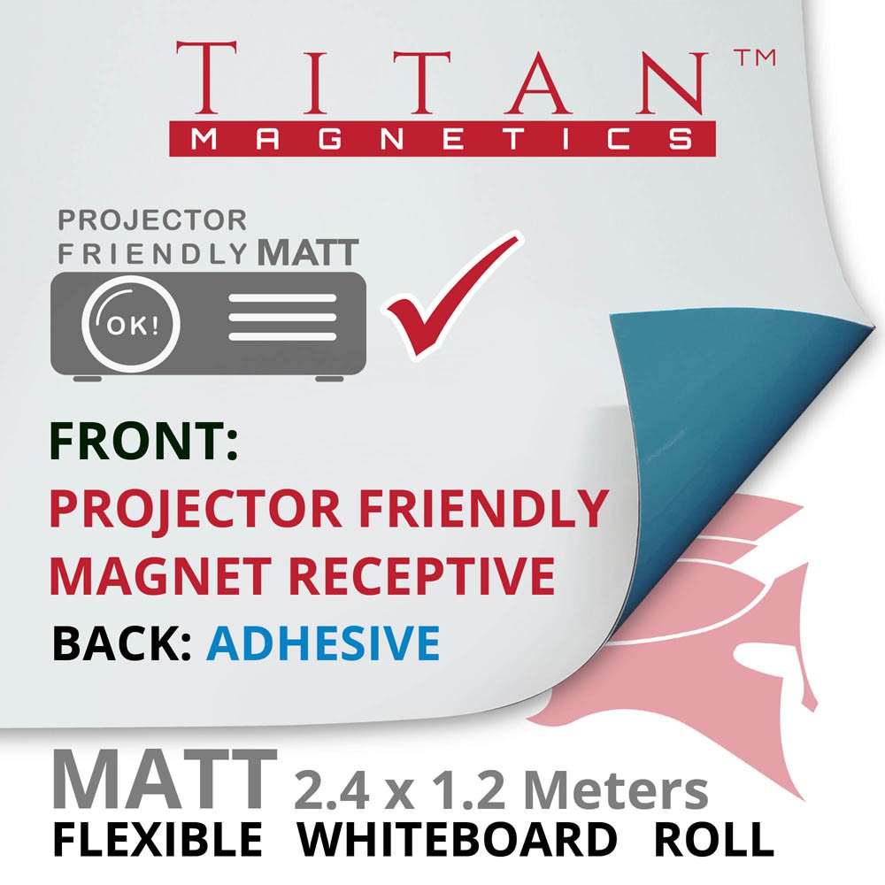 Flexible Magnetic Whiteboard Matt Surface Sheet Adhesive Back Projector ...