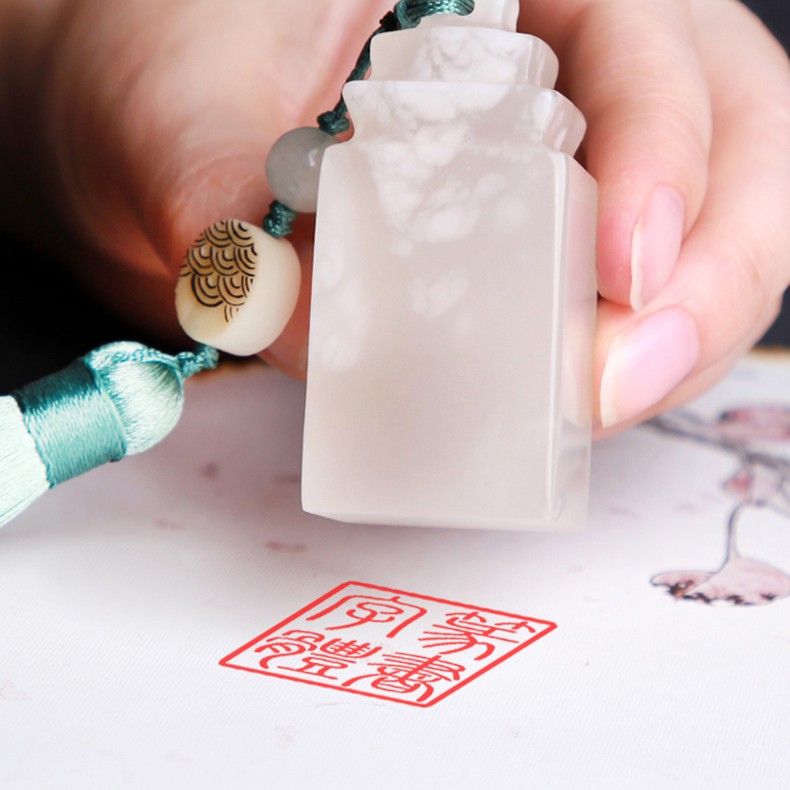 Custom Made White Stone Stamp Square Shape Name Signature Stamp For ...