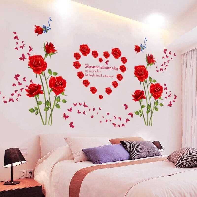 Red rose wall Decal (combo of 2 paintings) | Shopee Singapore