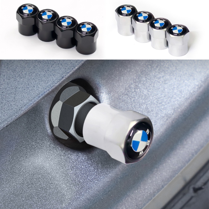4pcs/set Aluminium Car Tire Air Cap Black/Silver Hexagon Wheel Valve Stem Core Cover for BMW E61 ...