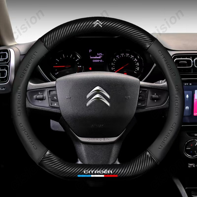 3D Embossing Carbon fiber Genuine Leather Car steering wheel cover For ...