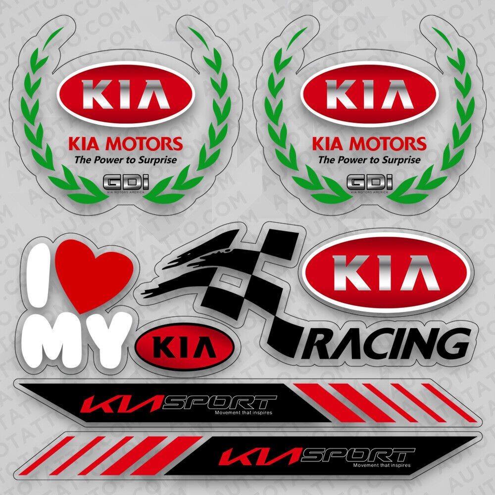 Fit I Love My Kia Sport Racing Car Medal Sticker Vinyl Decal Stripes ...
