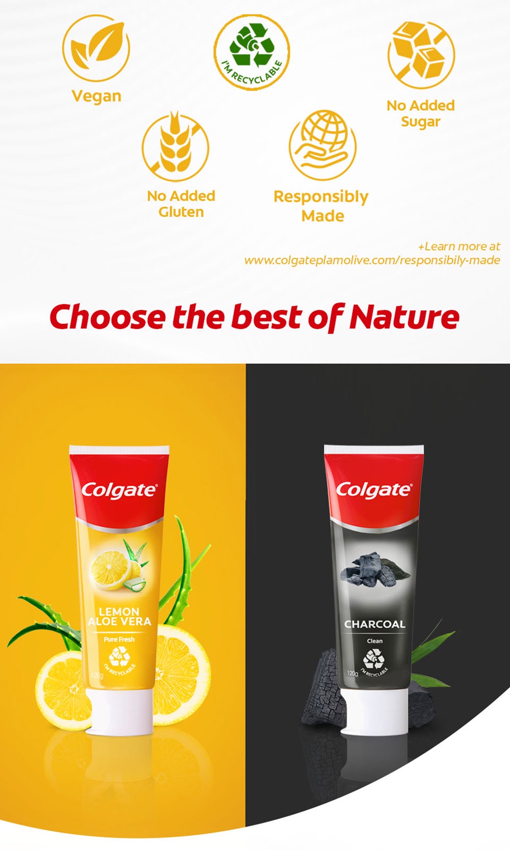 Colgate Naturals Pure Fresh (Lemon & Aloe Vera) Toothpaste 120g x 2 ...