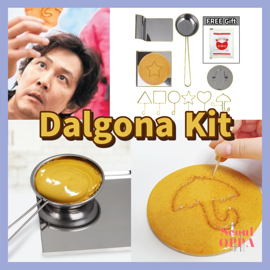 Squid Game Dalgona Making Tools Set Korean Sugar Honeycomb Toffee Stainless Steel Kit | Shopee ...