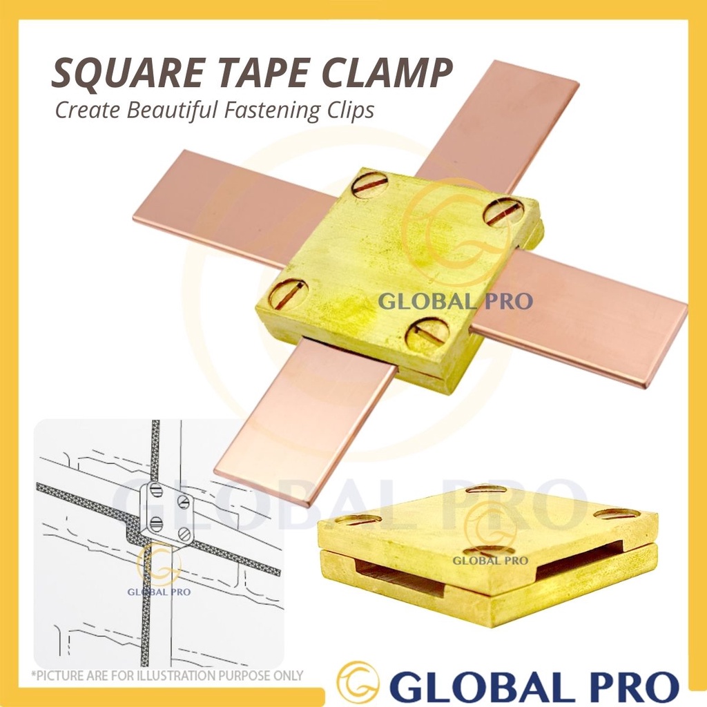 Square Tape Clamp 47 x 47mm Copper Earthing Connector Grounding Test ...