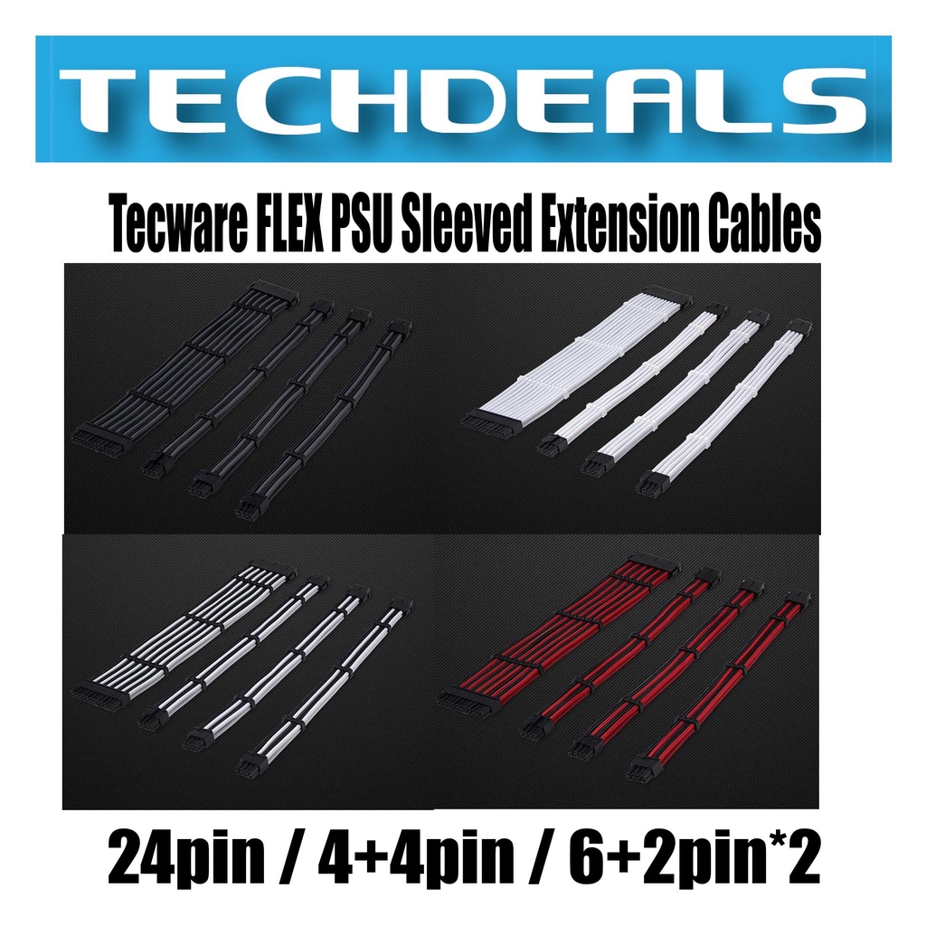 Tecware FLEX PSU Sleeved Extension Cables - 24pin / 4+4pin / 6+2pin*2 ...