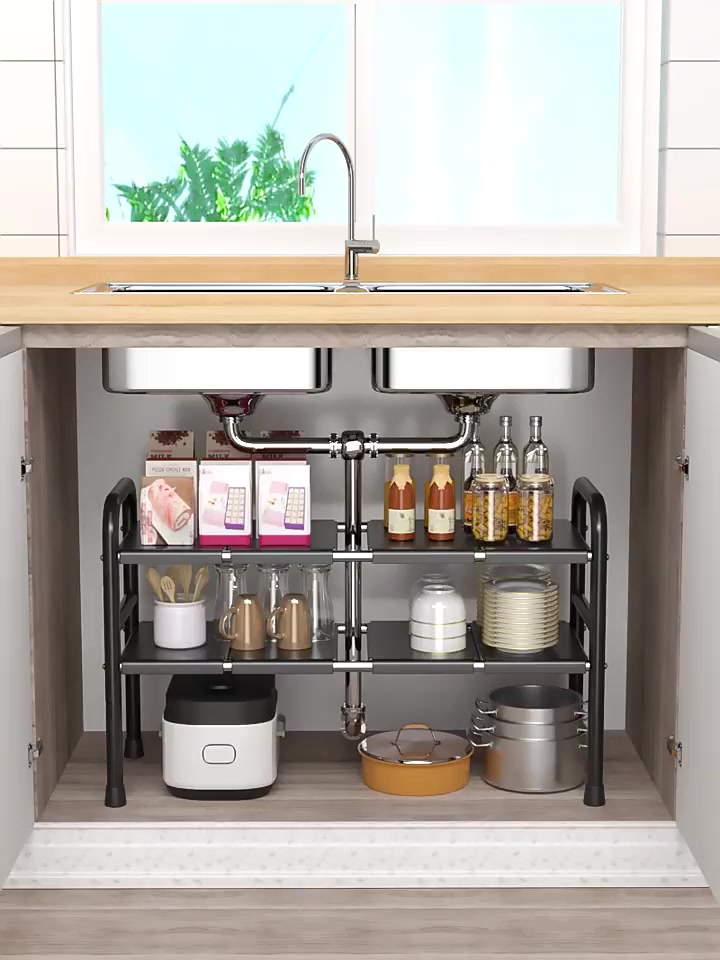 Rak Dapur Sink Rack Expandable Stainless Steel Rak Bathroom Under Sink ...