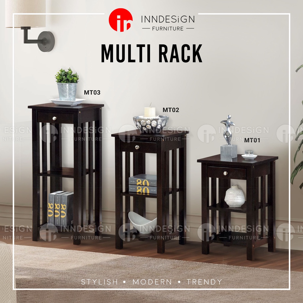 [LOCAL SELLER] Wooden Multi Rack / Telephone Rack / Side Table ...
