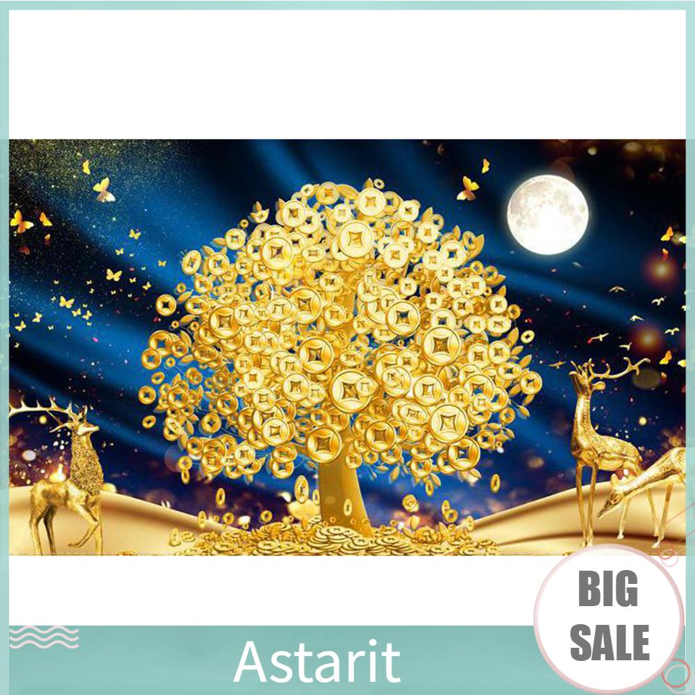[astarit]DIY 5D Money Tree Full Drill Round Diamond Resin Painting Kit ...