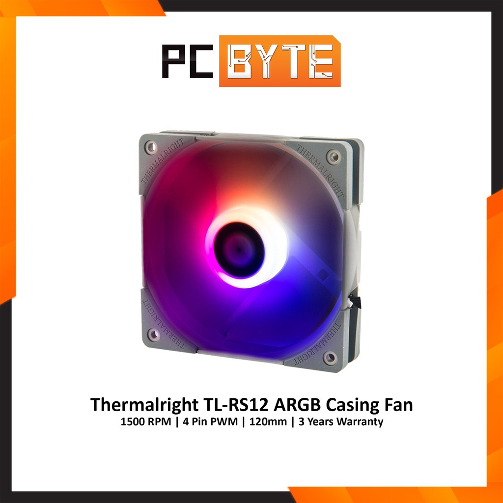 Thermalright TL-RS12 - ARGB Casing Fan (120mm / 4-Pin PWM / 1500 RPM / Grey Frame) | Shopee ...