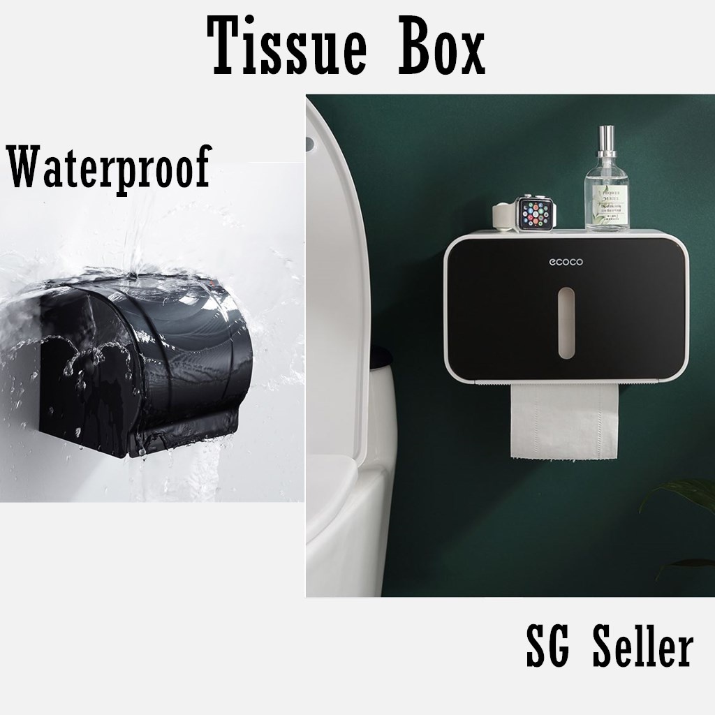 No Drill Waterproof Bathroom Tissue Box Paper Roll Holder Toilet Paper ...