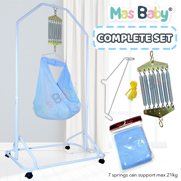 Mas Baby Spring Cot Full Set Cradle Stand Frame Baby Sarong Buai Buaian ...