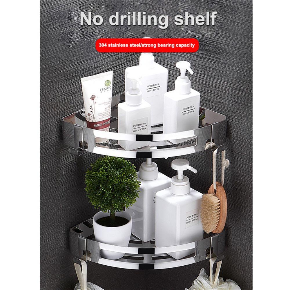 SUS304 Stainless Steel Shower Shampoo Corner Rack Triangle or Rectangle ...