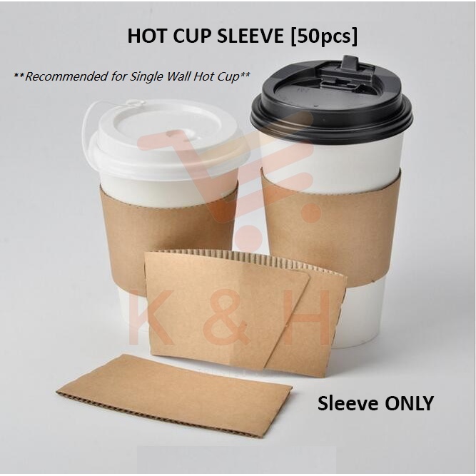 [50pcs] Hot Cup Sleeve 8oz 12oz / Brown Kraft Paper Cup Sleeve | Shopee ...