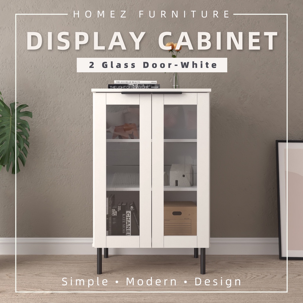 Homez Glass Door Storage Cabinet Display Cabinet 2 Doors / 4 Doors ...