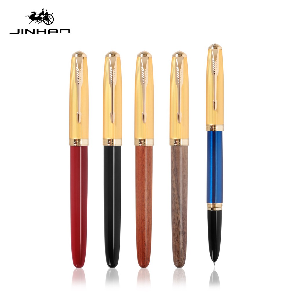 Jinhao 85 Reto Pro Fountain Pen Gold Arrow Clip Extra Fine Nib Office ...