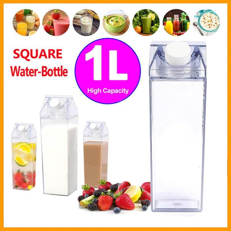 1L/0.5L Water-bottle Drinkware Shaker Sports Square Milk Drinkware Bpa ...