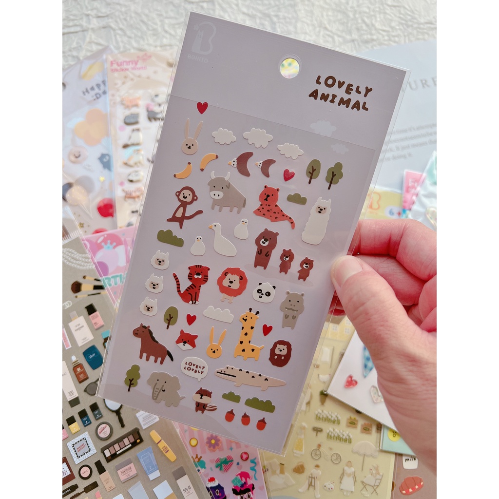 Korean Import Original BONITO Lovely Animals Paper Stickers ...