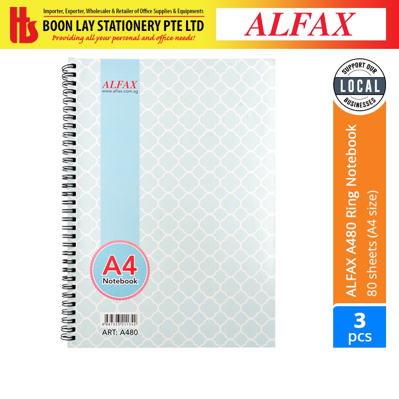 ALFAX A480 Ring Notebook 80sheets (A4 size) | Shopee Singapore