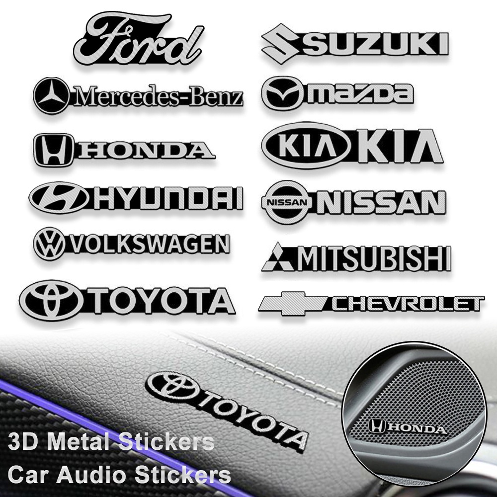 Car 3D Aluminum Metal Decorative Sticker Auto interior audio Decal ...