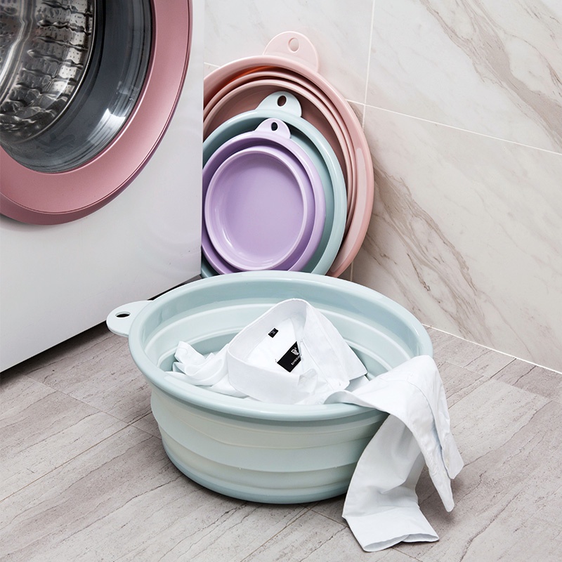 Household Portable Folding Washbasin Plastic Laundry Tub Travel Washing ...