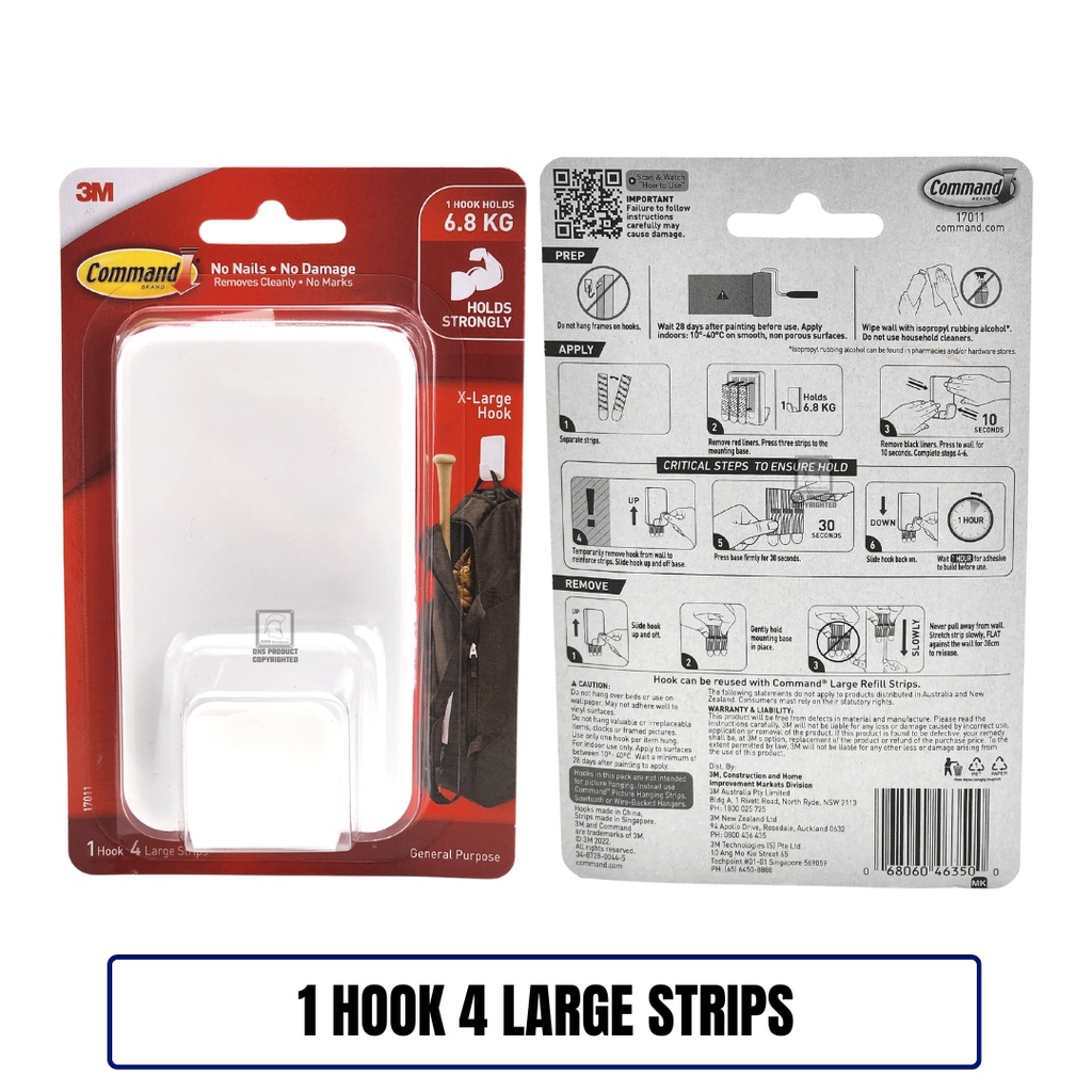 [Local Set] 3M Command General Purpose Hooks Ceiling Hooks Clothes Hook ...