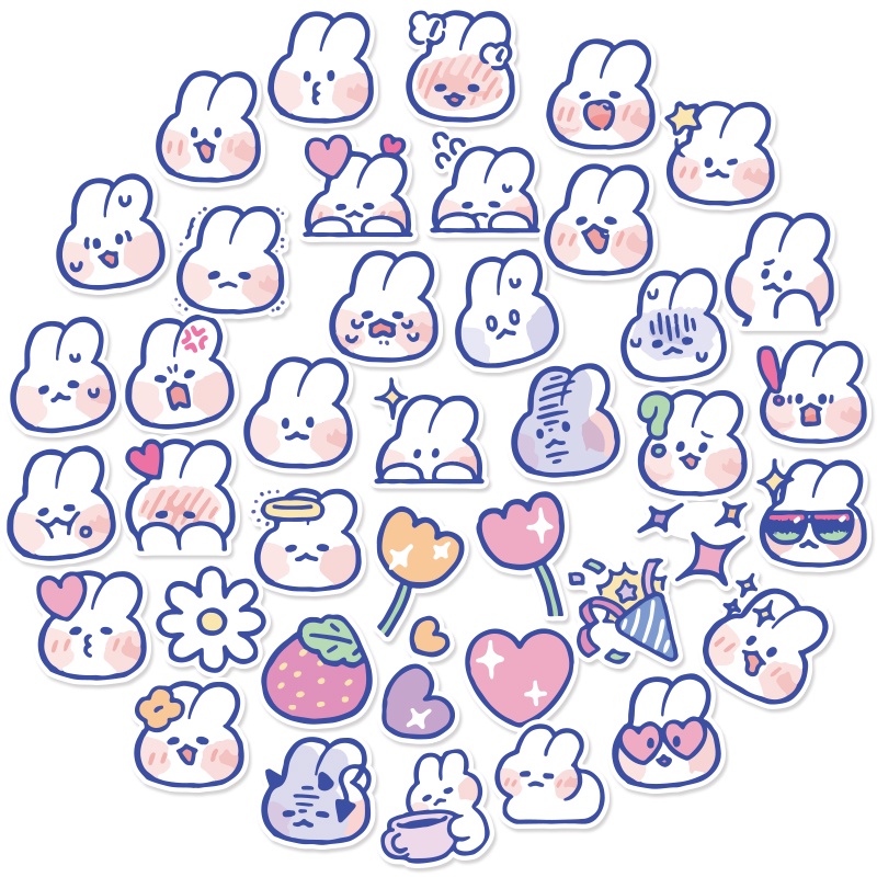 40 pcs Cute Mongmong Rabbit Cartoon Waterproof Scrapbook Stickers (A ...
