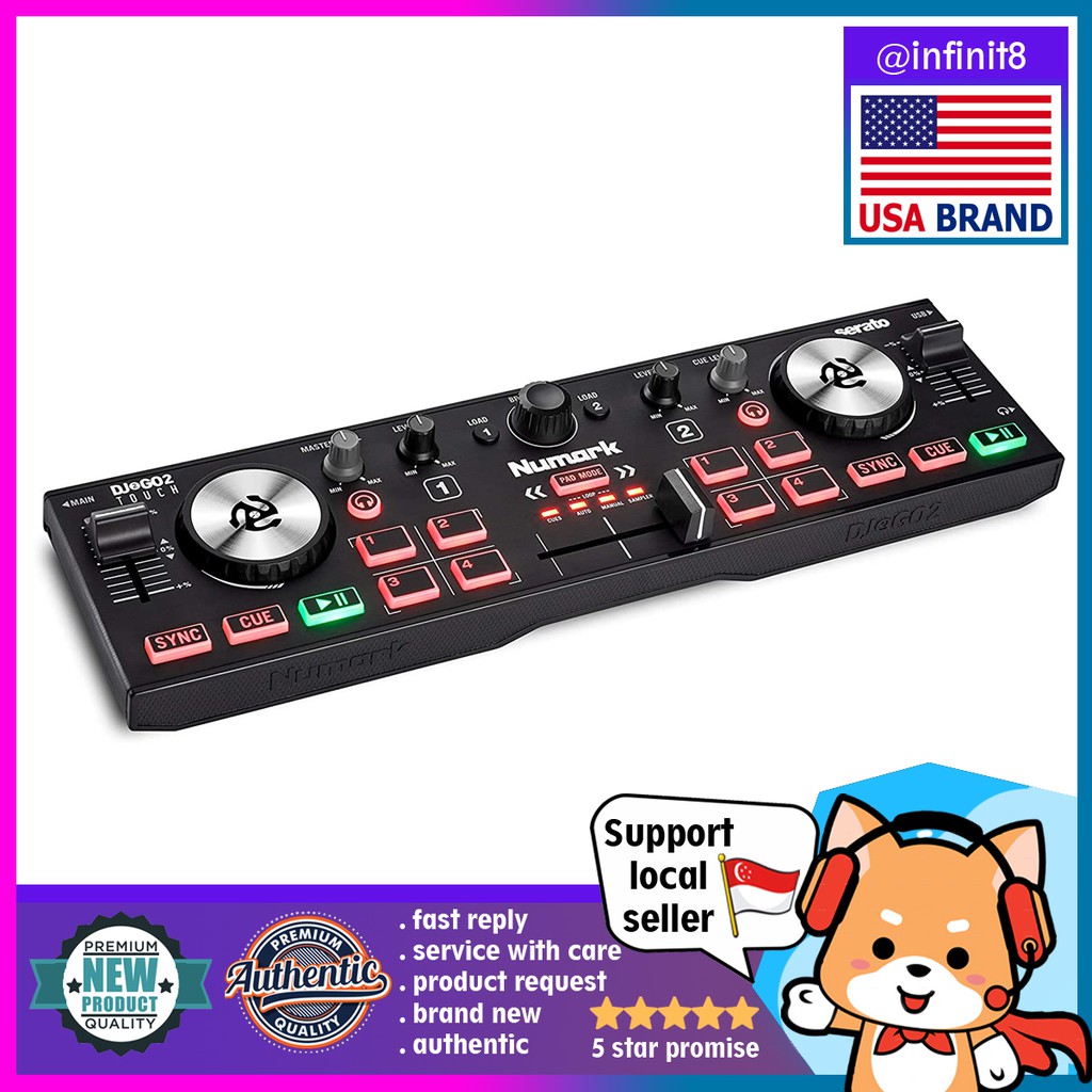 [sg stock] Numark DJ2GO2 Touch – Compact 2 Deck USB DJ Controller 4 ...