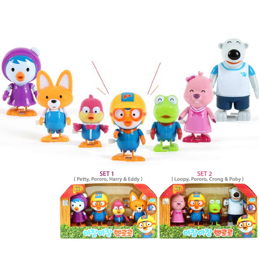 Pororo 4pcs Wind Up Figurine Toys, Kids Children Collectible Toy from ...