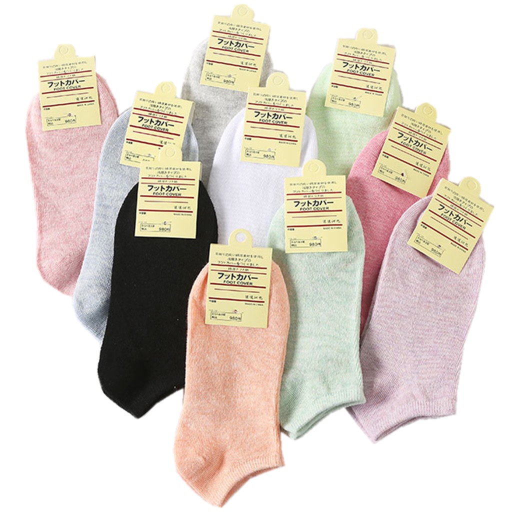(100% COTTON ) Women Ankle Socks Female Short Sock 10-Colors High ...