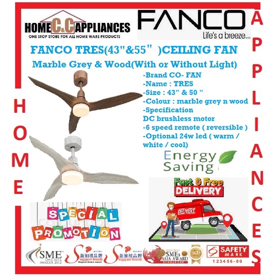 FANCO TRES(43INCHES & 50INCHES)CEILING FAN DC , 6 speed remote ...
