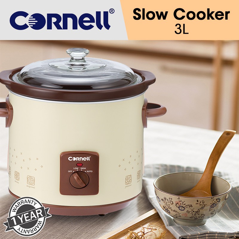 Cornell Electric Slow Cooker Ceramic Pot 1.5L/3L/5L | Shopee Singapore