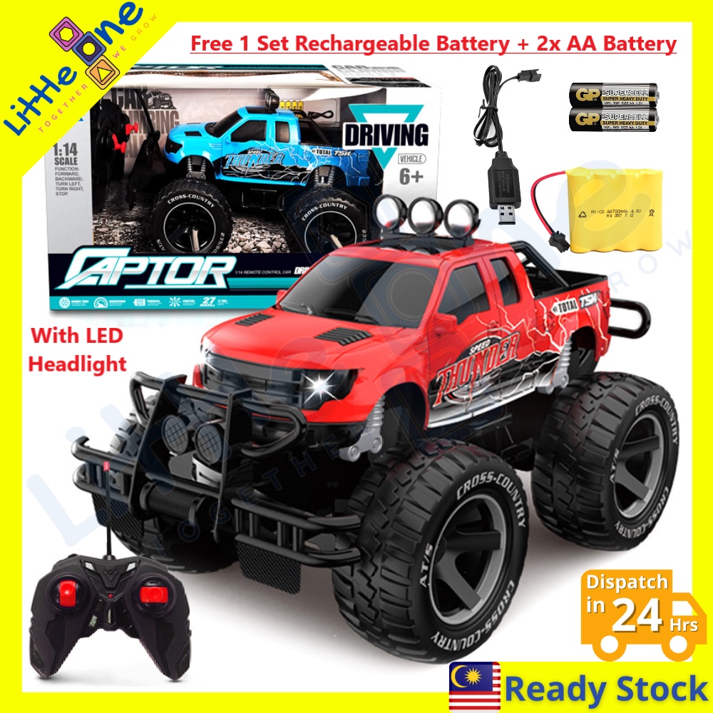 1:14 RC Car Off-Road Monster Truck, High Speed Remote Control Big Wheel Rechargeable 4x4 Bumper ...