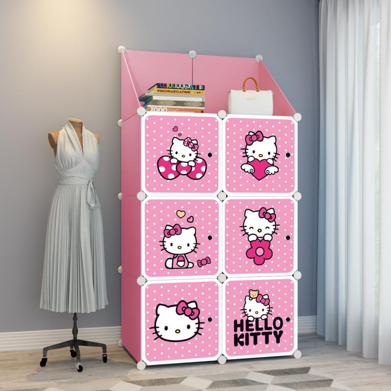 HELLO KITTY 6 cube Upper Rack DIY Multipurpose Wardrobe Cabinet Clothes ...